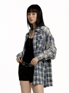 ウォッシングチェックシャツ（ブルー） | ROUGHNECK | HANA(ハナ)